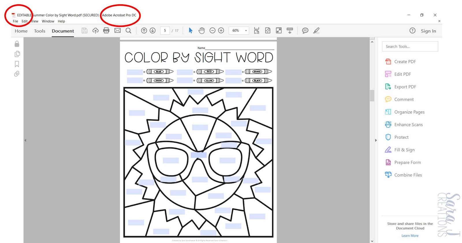 Editable Color by Sight Word for the Whole Year | Sara J Creations