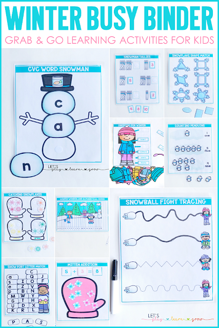 Winter Themed Busy Binder Activities | Lets Play.Learn.Grow