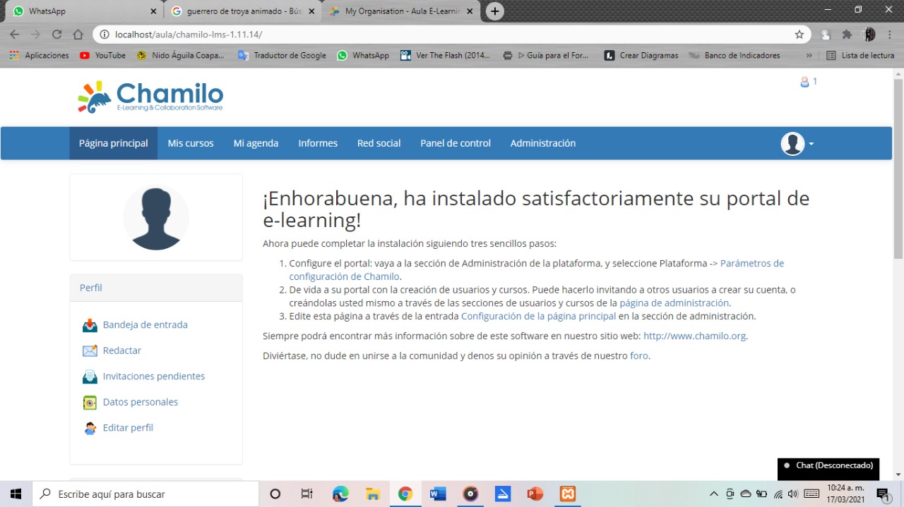 Administra y configura plataformas en e-learning : ACTIVIDAD 3: INSTALACION DE CHAMILO