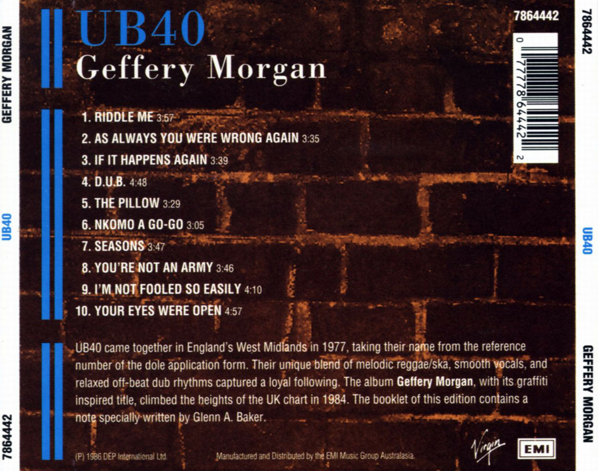 Classic Rock Covers Database: UB40 - Geffery Morgan (1984)
