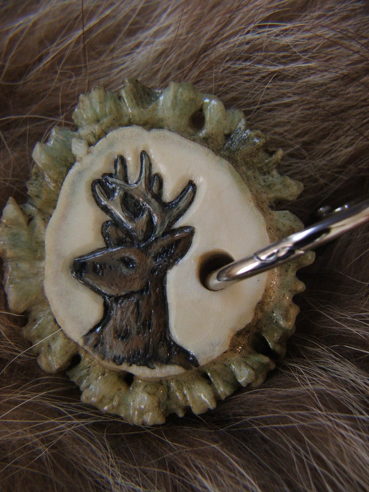 MacNaughtan Creations: Hand Carved Deer Antler Key Chain