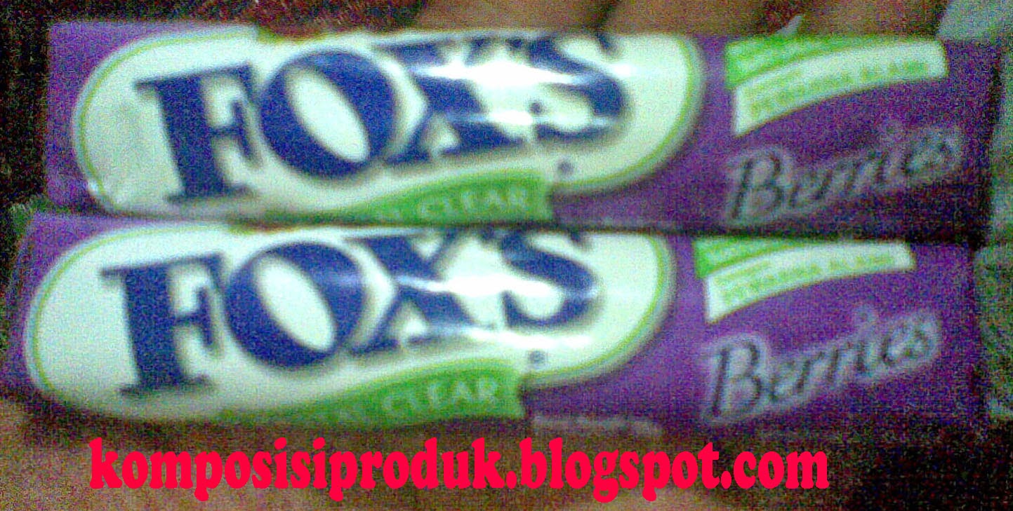 Permen Fox’s Rasa Barries dengan Cristal Clear 38 Gram - Komposisi Produk