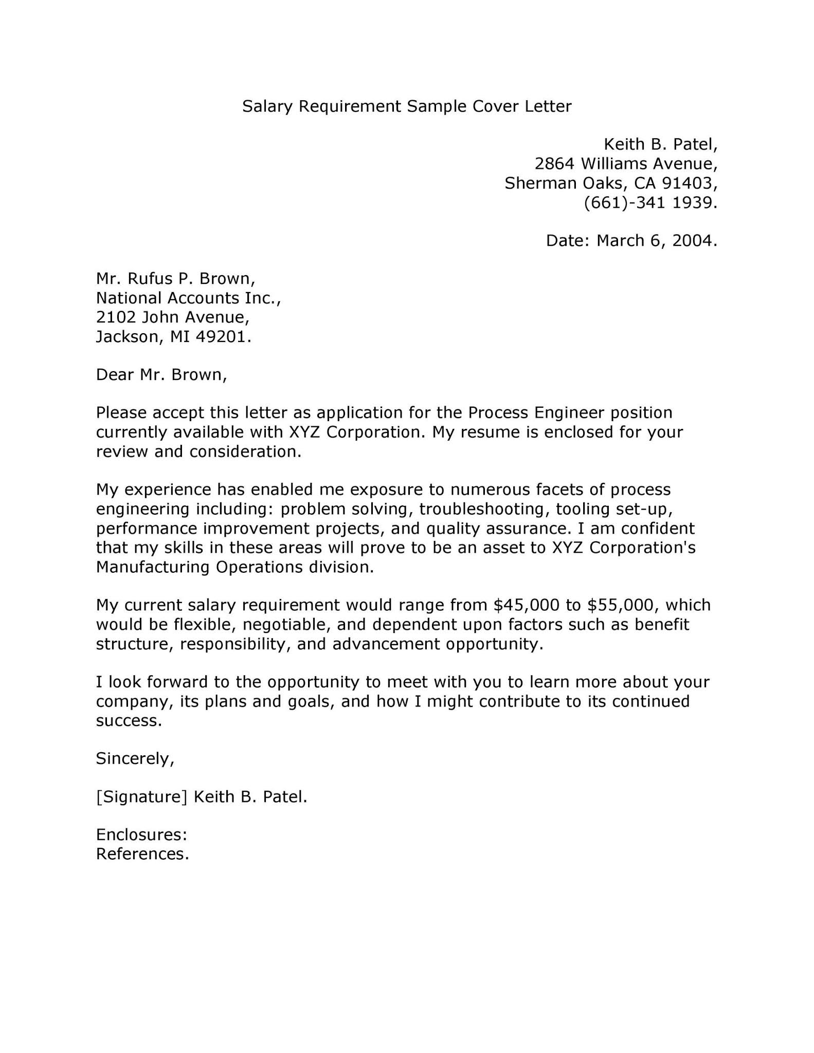 Salary Requirement Cover Letter Resume Letter salary-requirement-cover-letter-resume-letter