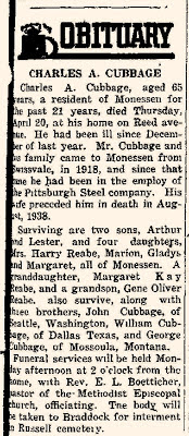 Cubbage Genealogy: Sunday's Obituary - Charles A. Cubbage