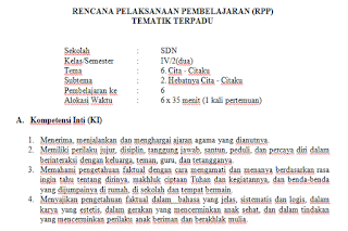 Contoh Pembuatan RPP Kurikulum 2013 SD yang Benar untuk Revisi 2017