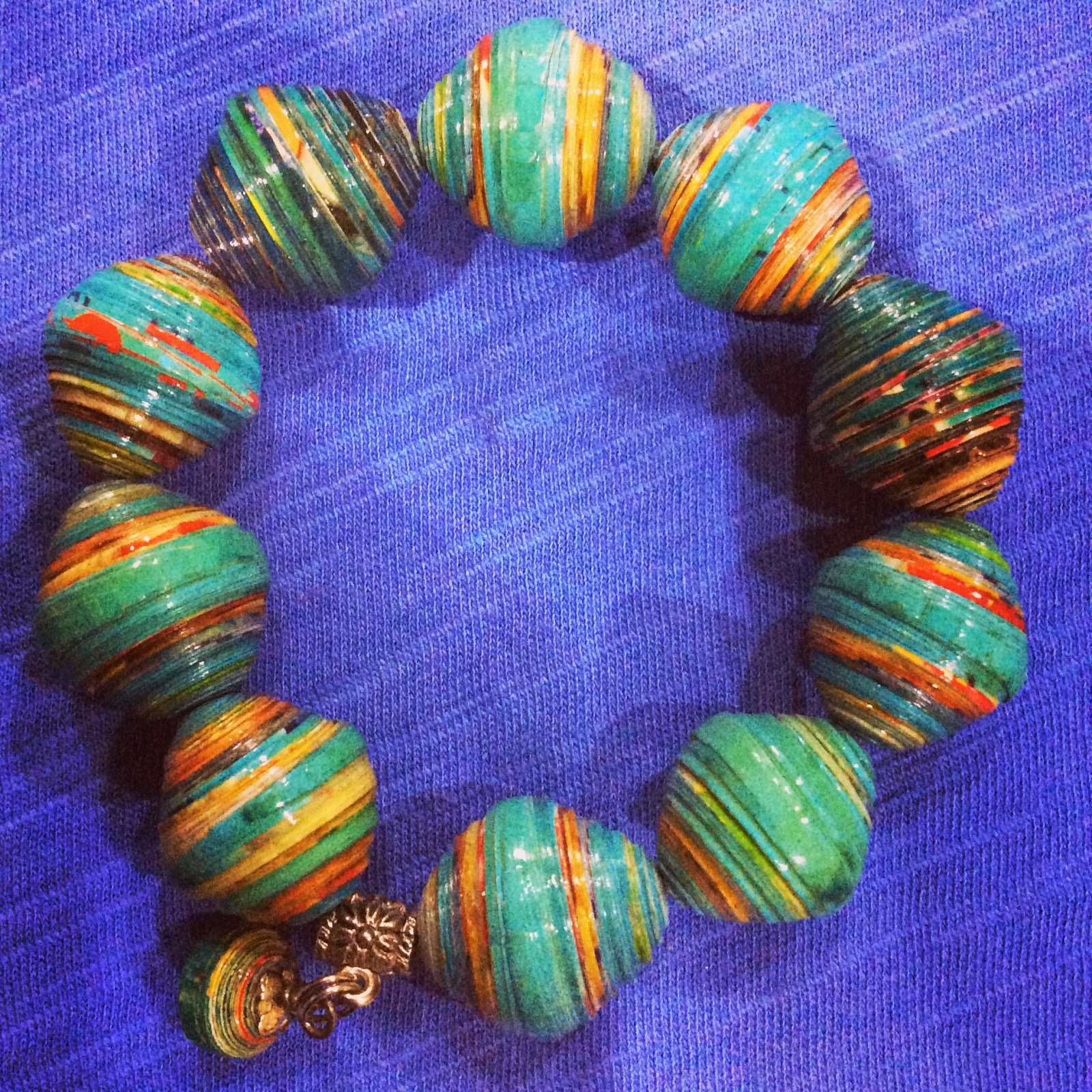 Sparklers and Pearls: Philippine Community Fund rolled magazine bracelet