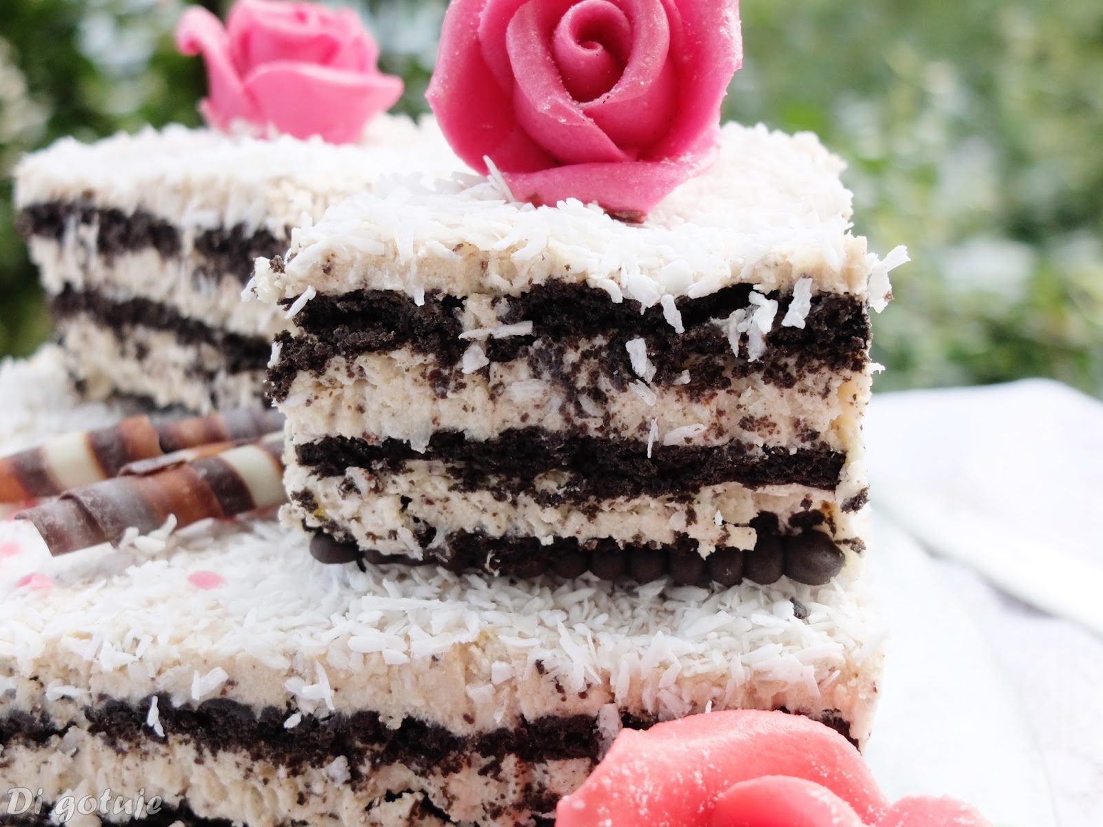 Kokosowa Princessa Zebra (z kremem budyniowym straciatella) | Di bloguje