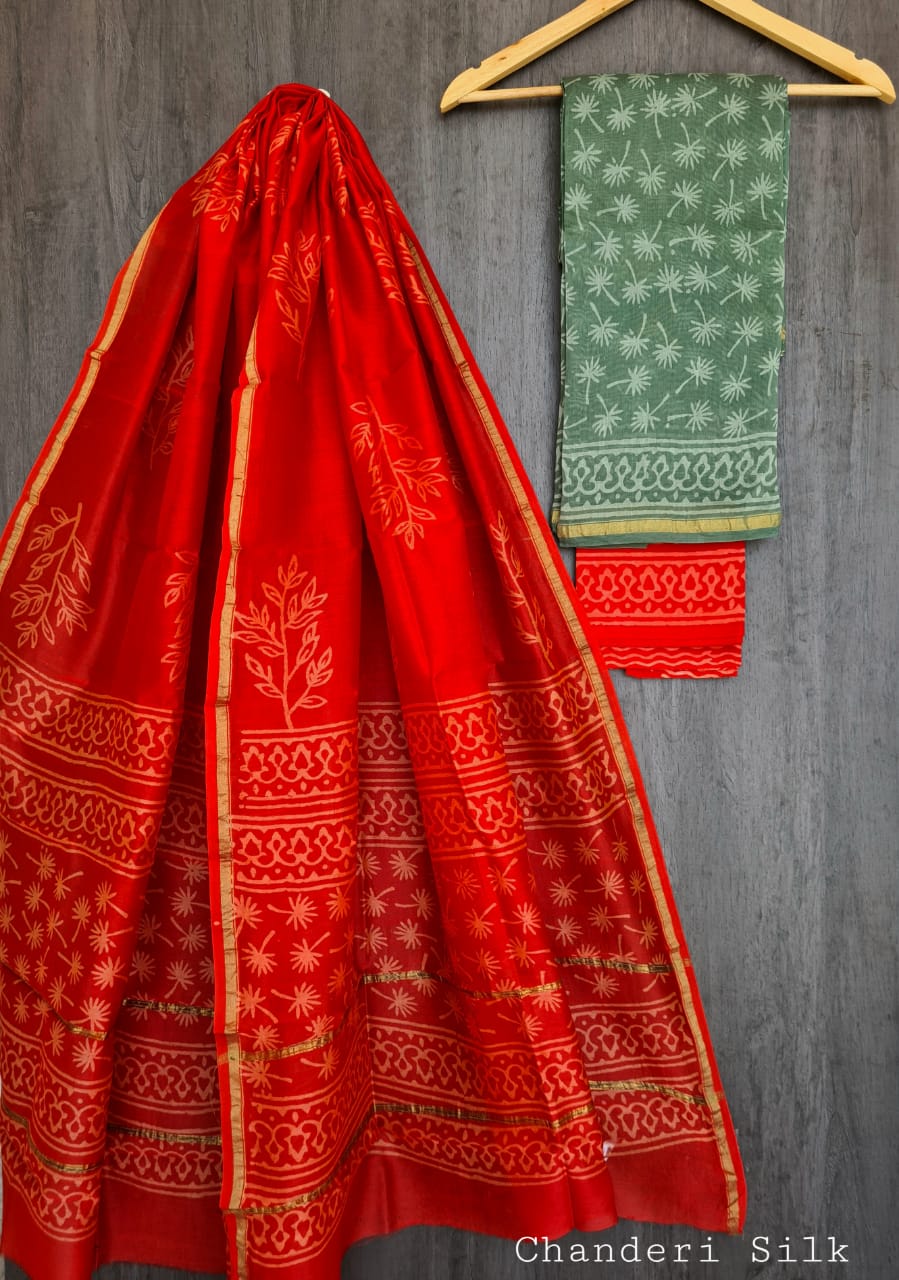 Chanderi silk dress materials