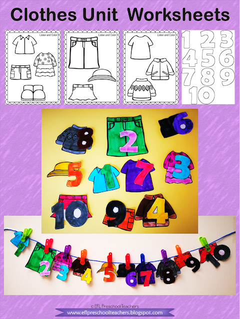 ESL/EFL Preschool Teachers: Clothes Unit Worksheets for the ESL Student