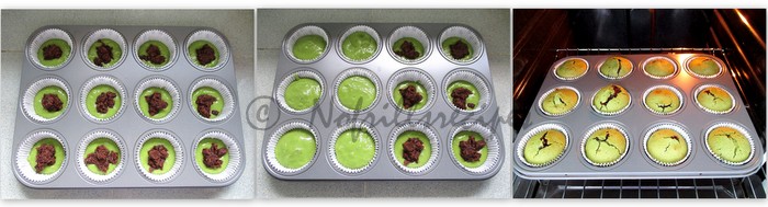 Greentea muffins with red bean paste ~ 绿茶红豆玛芬