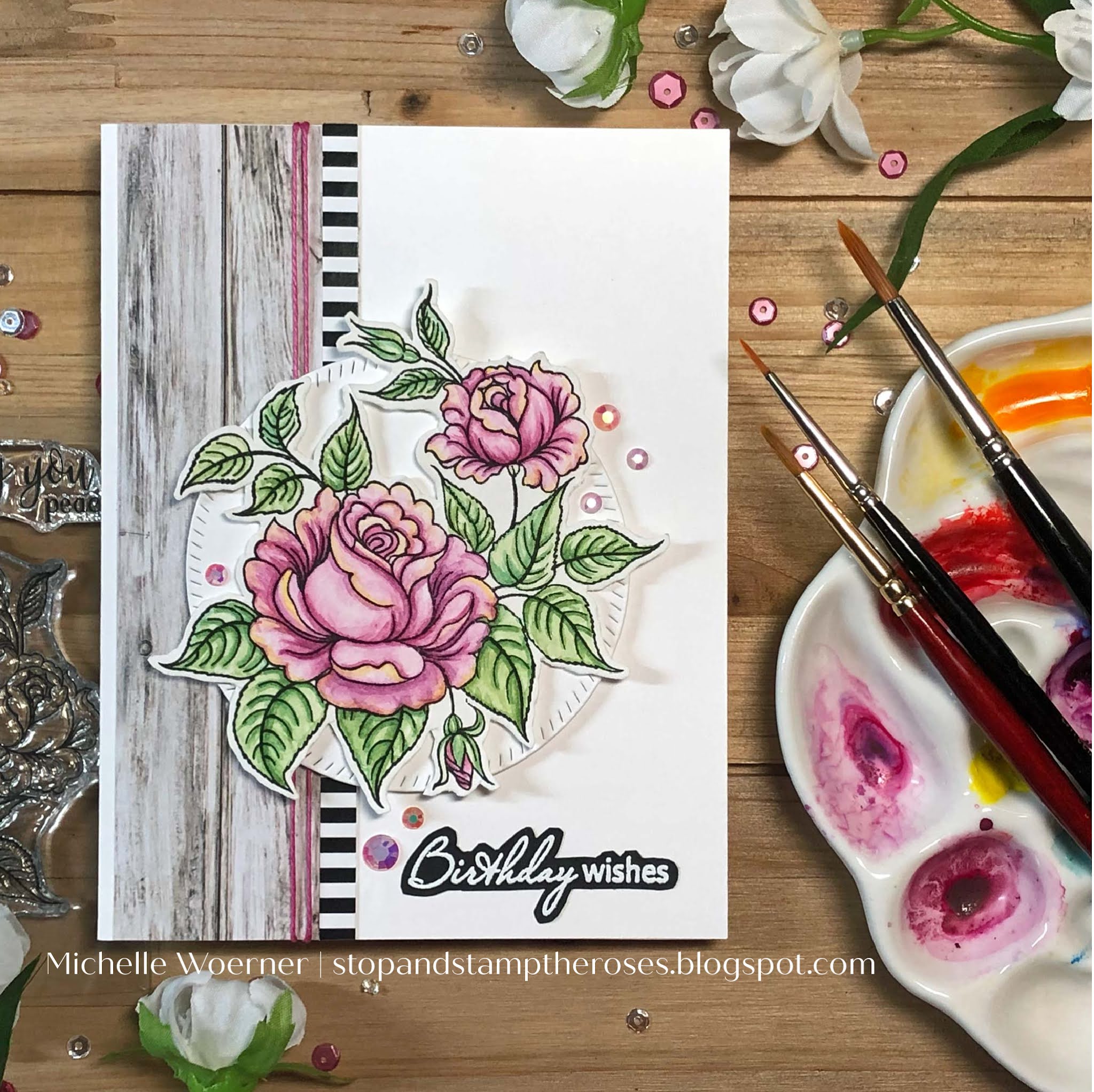 Stop and Stamp the roses: Simple CAS card, watercolored roses and a ... Stop and Stamp the roses: Simple CAS card, watercolored roses and a ...