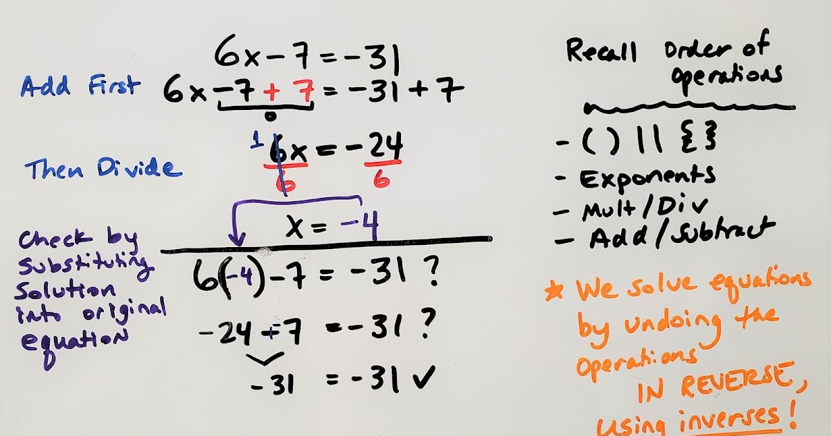 Algebra I @ Field School: Solving Two-Step Equations