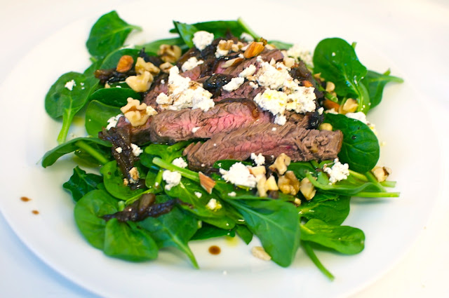 Fish and Veggies: Flank Steak with Goat Cheese Salad