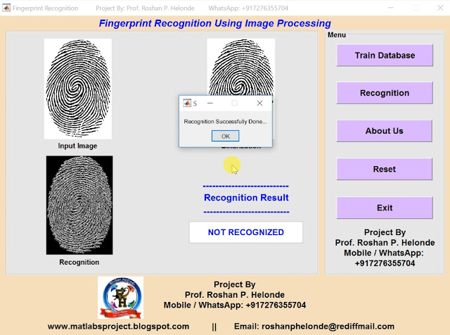 Matlab Code For Fingerprint Recognition Using Image Processing ~ Excellent Project Solution