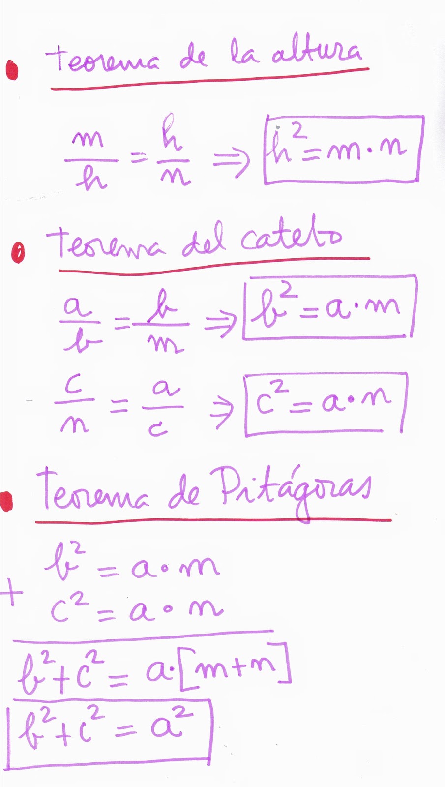 Aprender y enseñar Matemáticas: Demostración de los teoremas métricos ...