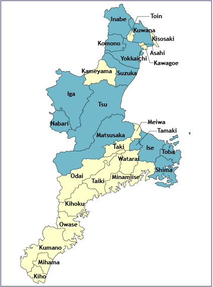 Mie Map Regional City | Regional City Maps of Japan
