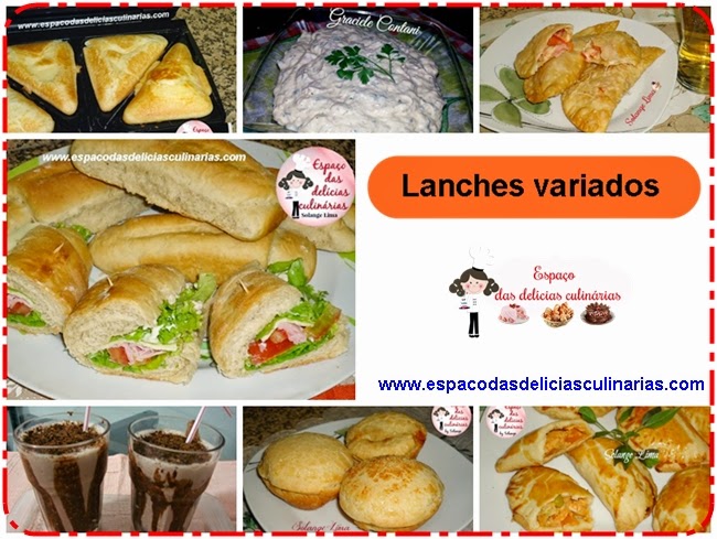 Menu de receitas de lanches - Espaço das delícias culinárias