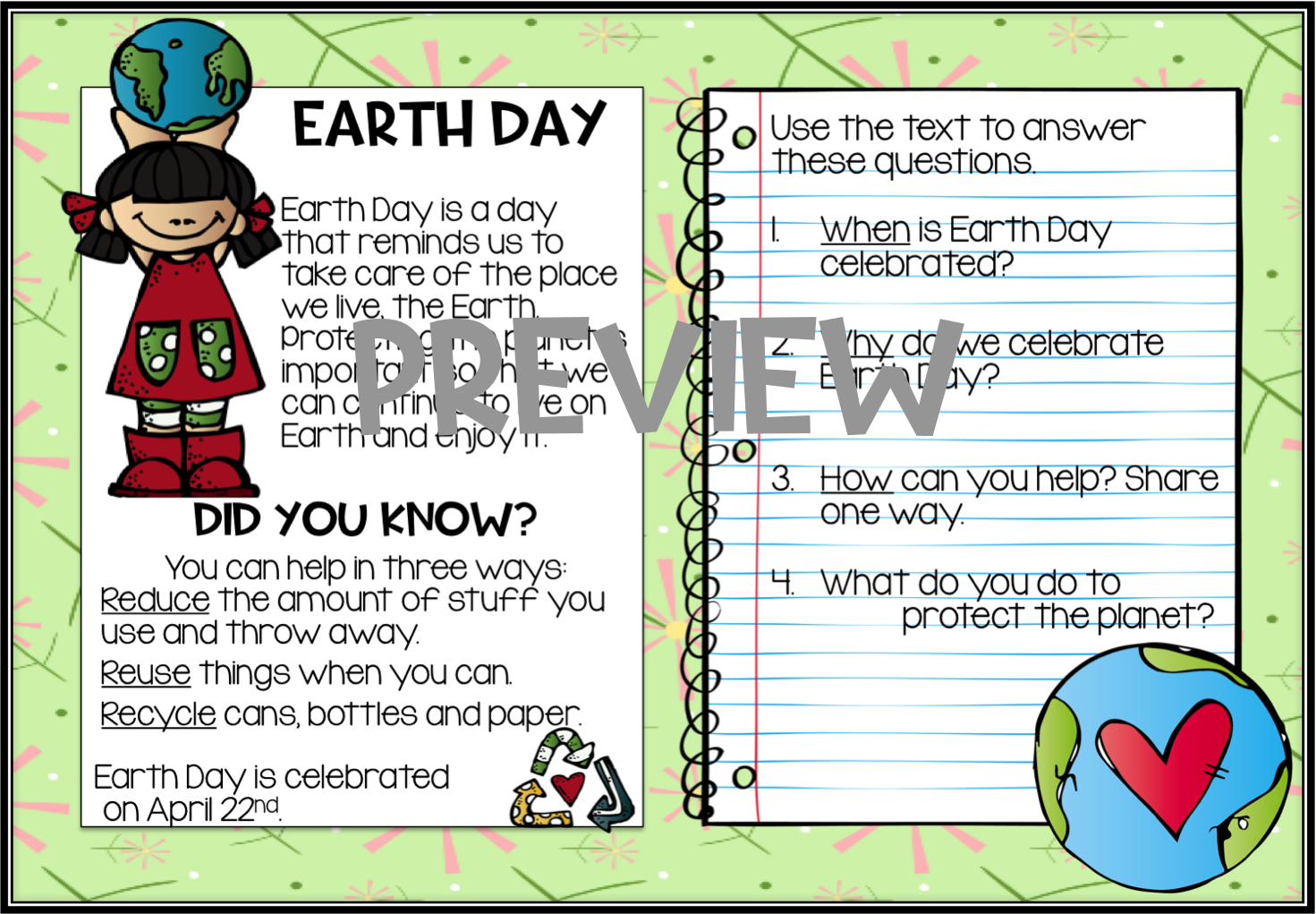 1st Grade Hip Hip Hooray!: Earth Day for Distance Learning
