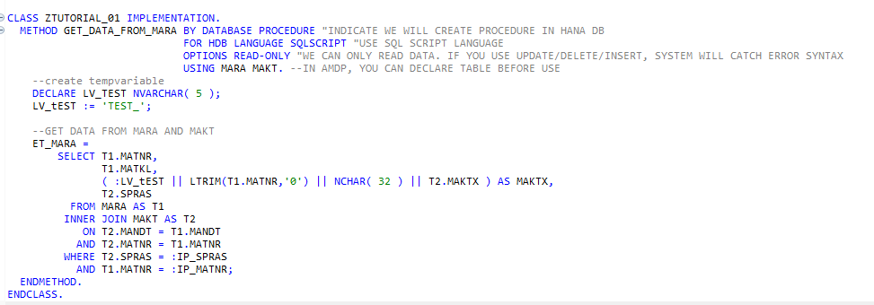 SAP ABAP Central: First Program with AMDP method