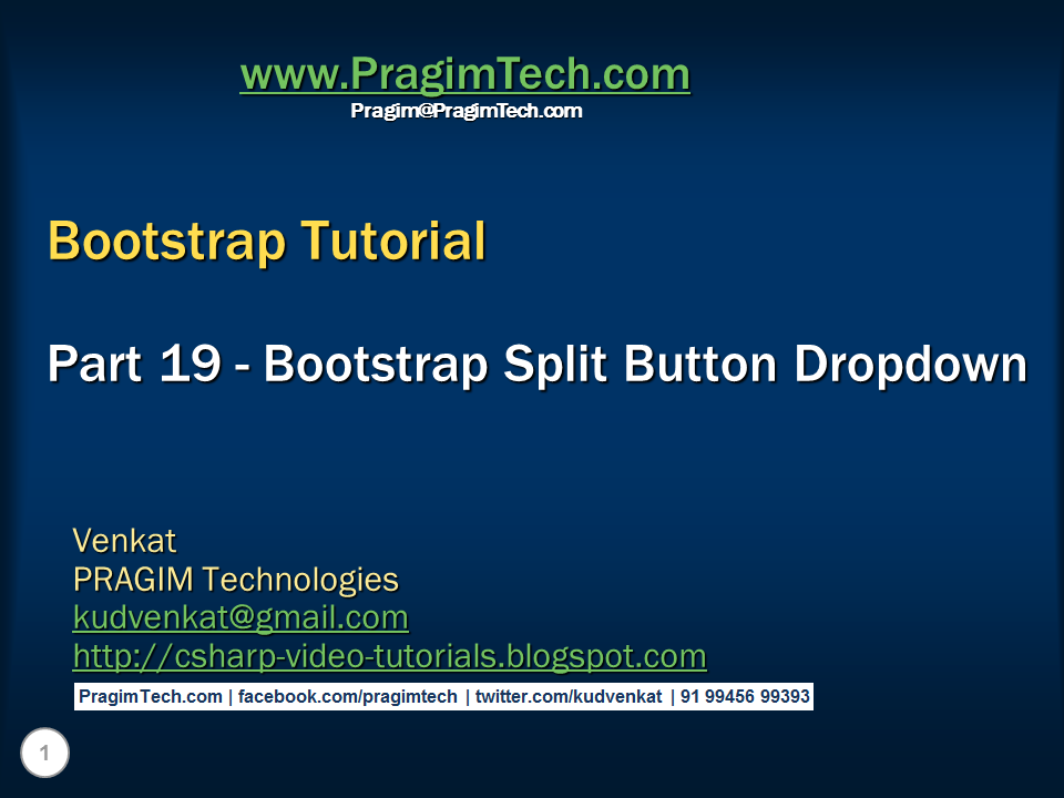Sql server, .net and c# video tutorial: Bootstrap split button dropdown