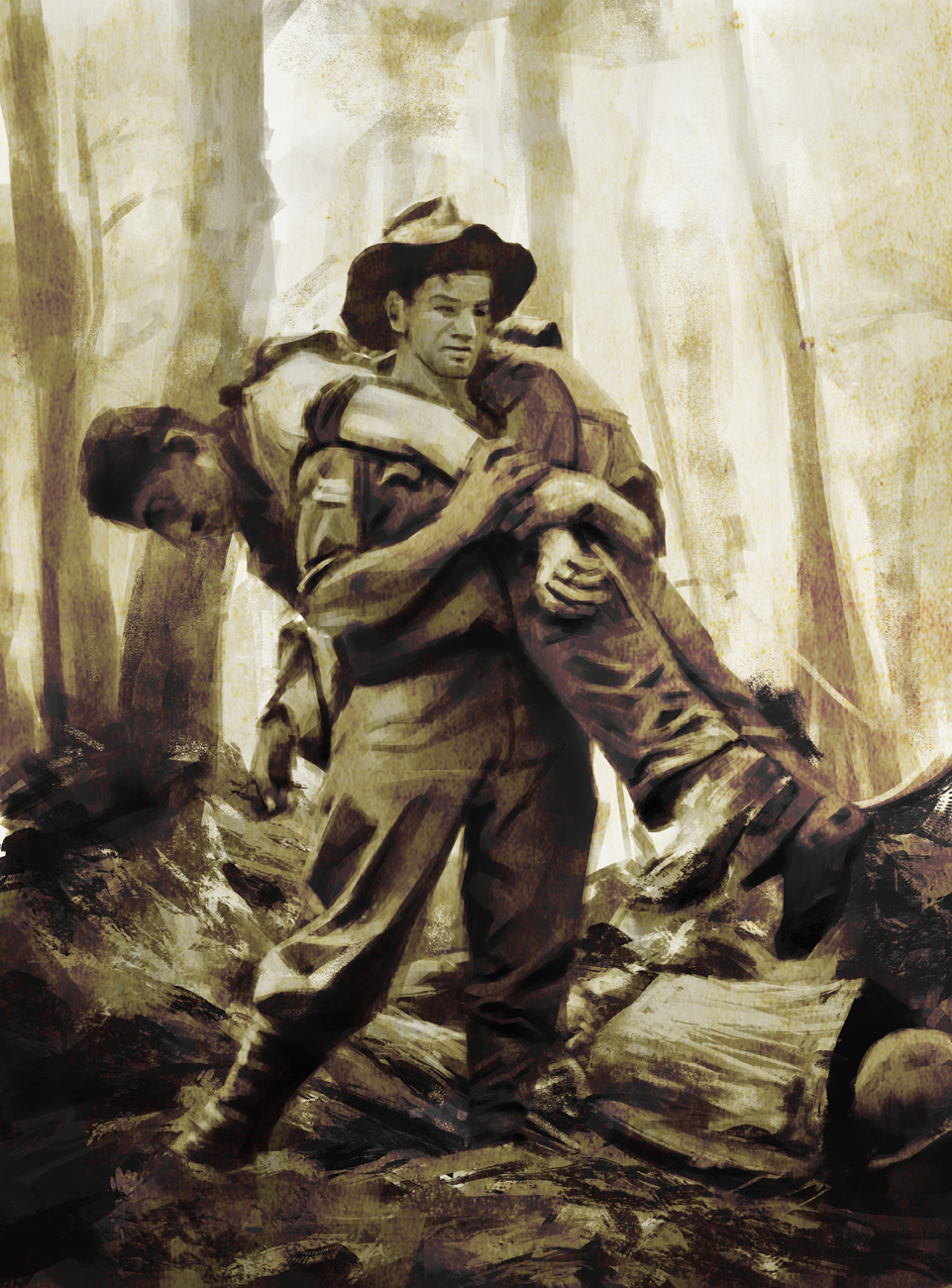 Michael Davini's Art: Bull Allen on Mount Tambu