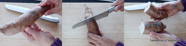 Sandhiya's Cookbook: How to Peel Tapioca Roots | Cassava | Maravalli ...