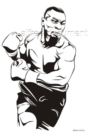 Mike Tyson Line Art Vektor | Menggambar Vektor
