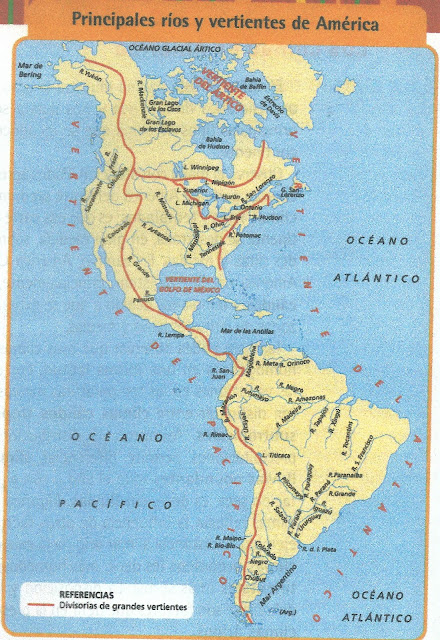 GEOGRAFÍA DE AMÉRICA : RÍOS Y VERTIENTES DE AMÉRICA