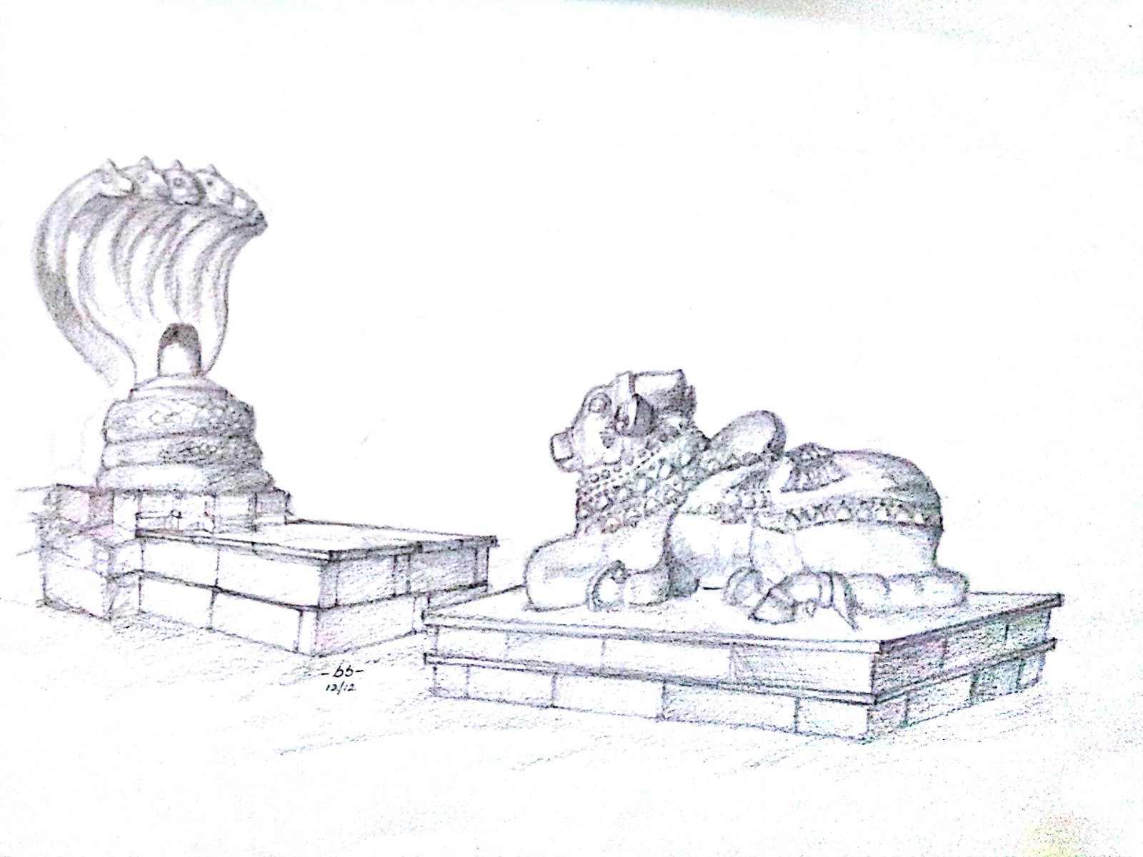Shiv Temple, Monolithic Nandi - Lepakshi ~ Sathish's Gallery - Pencil ...