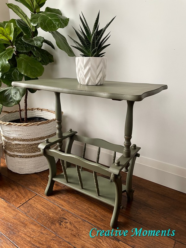 Vintage Accent Table Restored in Rustic Green