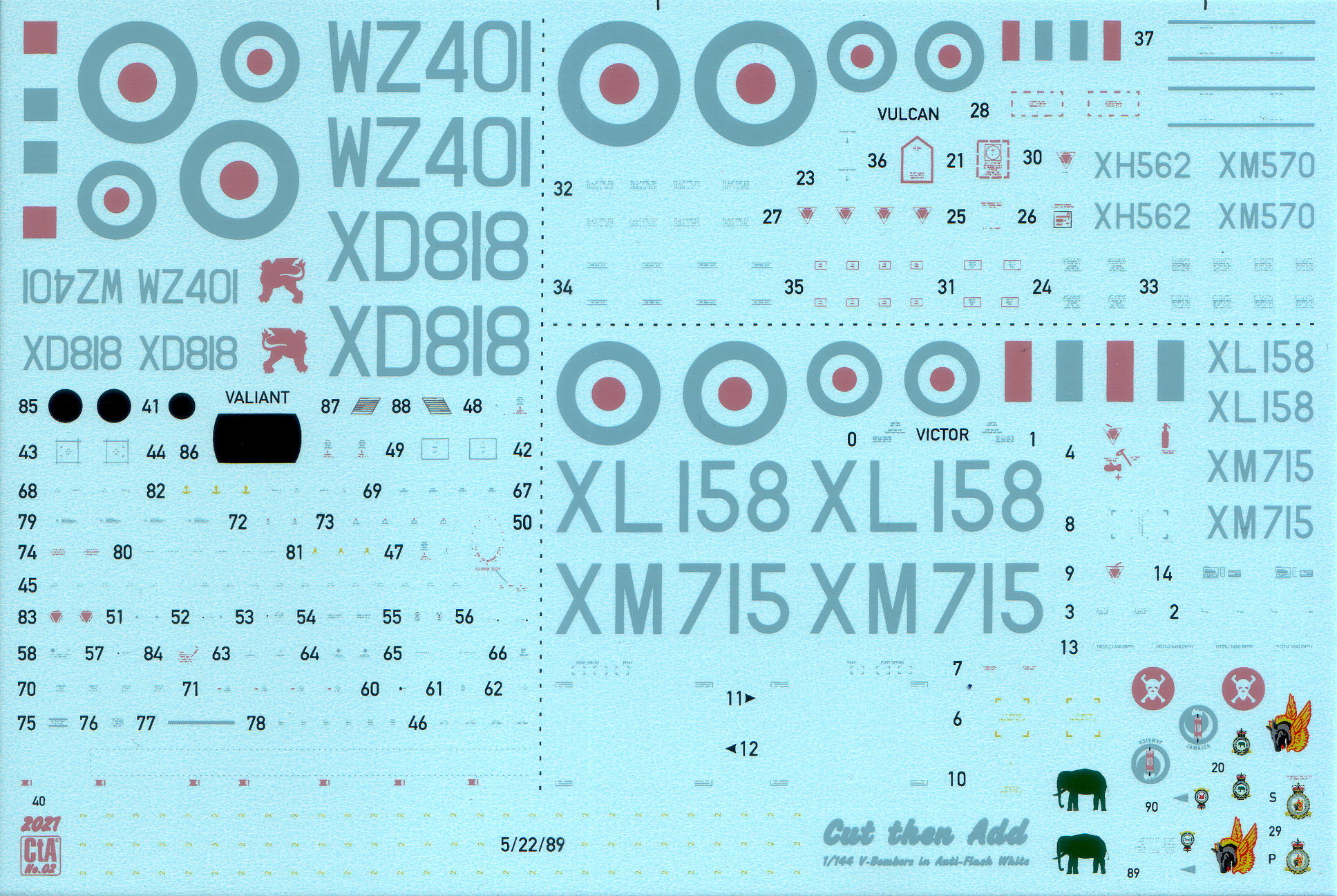 Kampfgruppe 1/144: 1/144 V-Bombers in Anti Flash white - CTA Decals