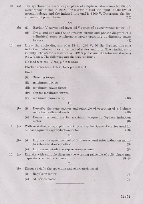 EE2302 Electrical Machines II Nov Dec 2013 Question Paper - University ...