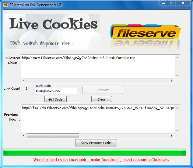 Berkelana 86: Fileserve Premium Link Generator V1.2