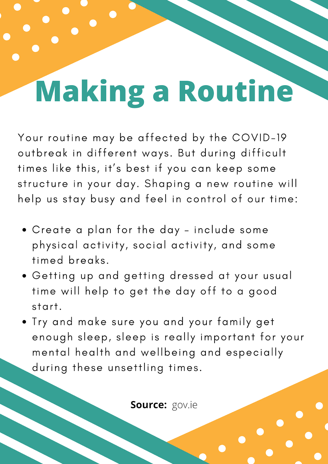 Health & Wellbeing - Making a Routine - Sligo Community Training Centre