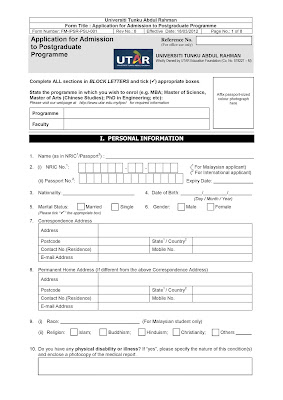 UTAR Part Time MBA Study Diary: How to apply MBA in UTAR?