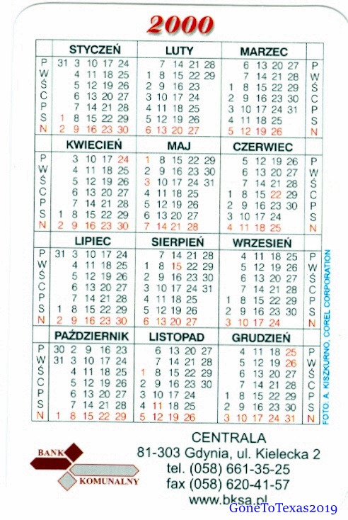 My Pocket Calendars: 2019