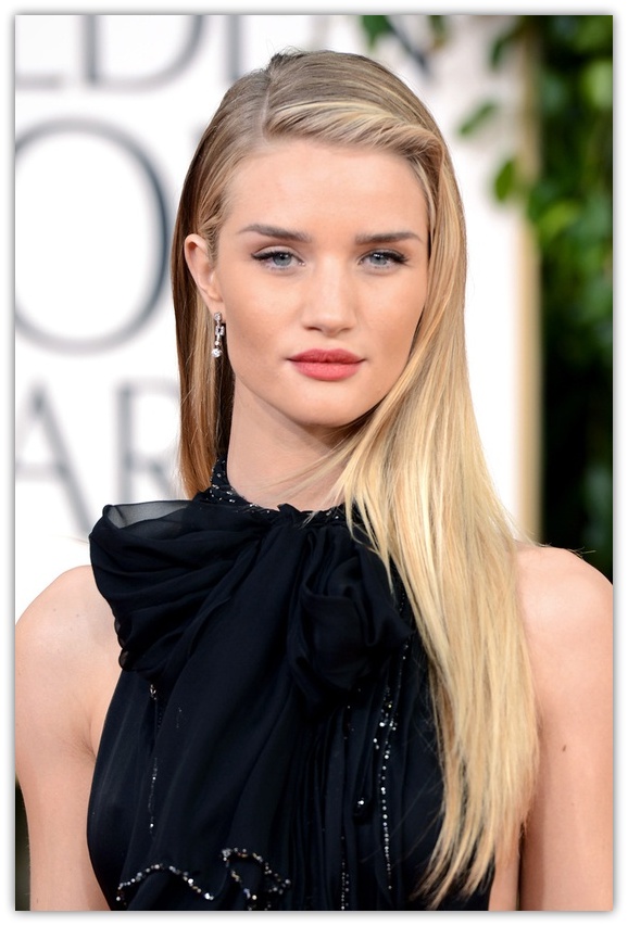 Deep side parted hair