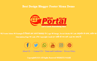 Best Design Blogger Footer Menu HTML CSS Code