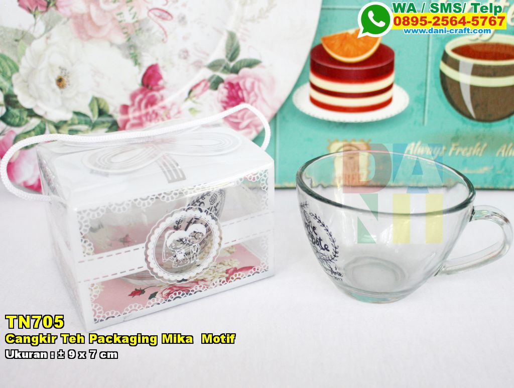 Cangkir Teh Packaging Mika Motif | Souvenir Pernikahan