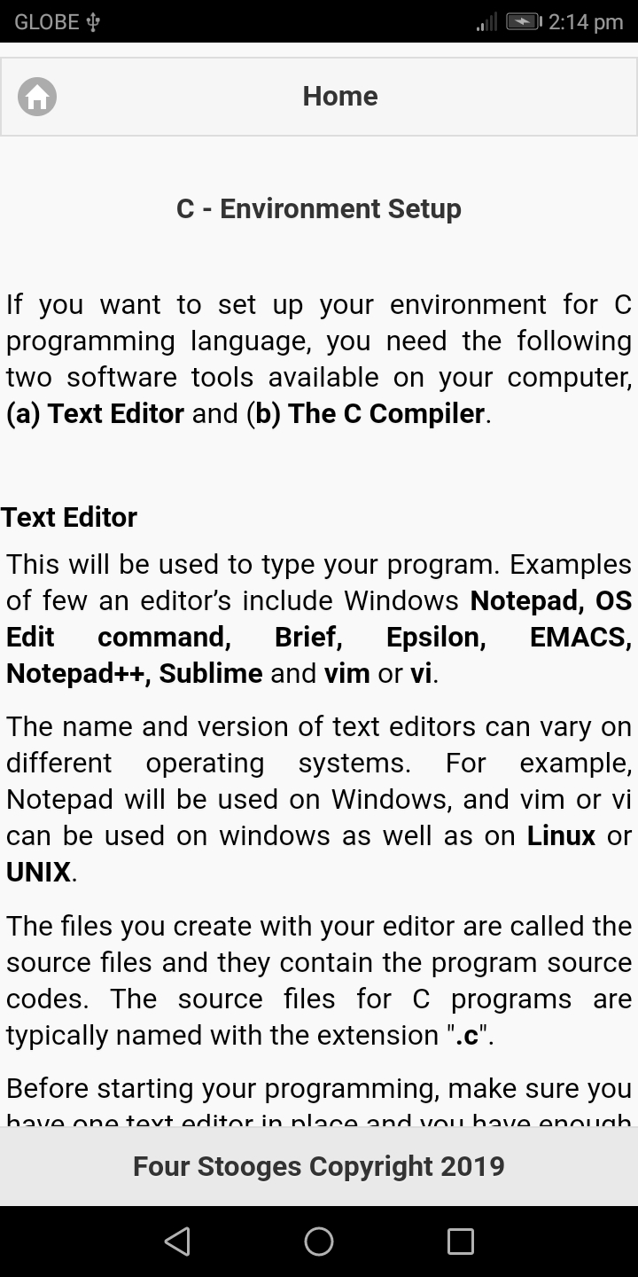 Free Programming Source Codes And Computer Programming Tutorials C Tutorial E Book In Android