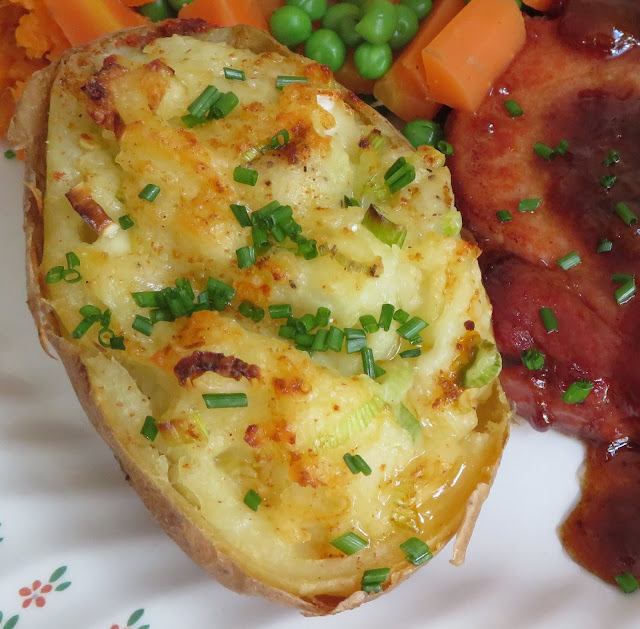 Glazed Bacon Chops with Champ Stuffed Potatoes | The English Kitchen