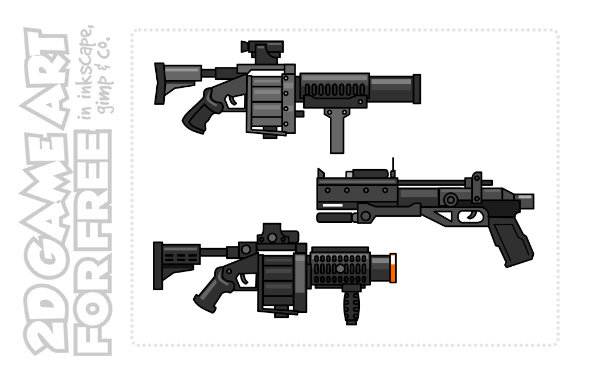 2D Game Art for FREE: Guns and rifles - construction kit