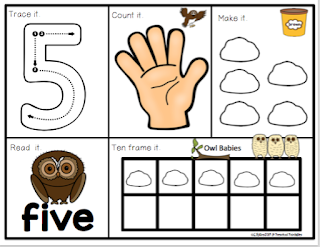 Owl Babies Play Dough Mats and Number Practice ~ Preschool Printables
