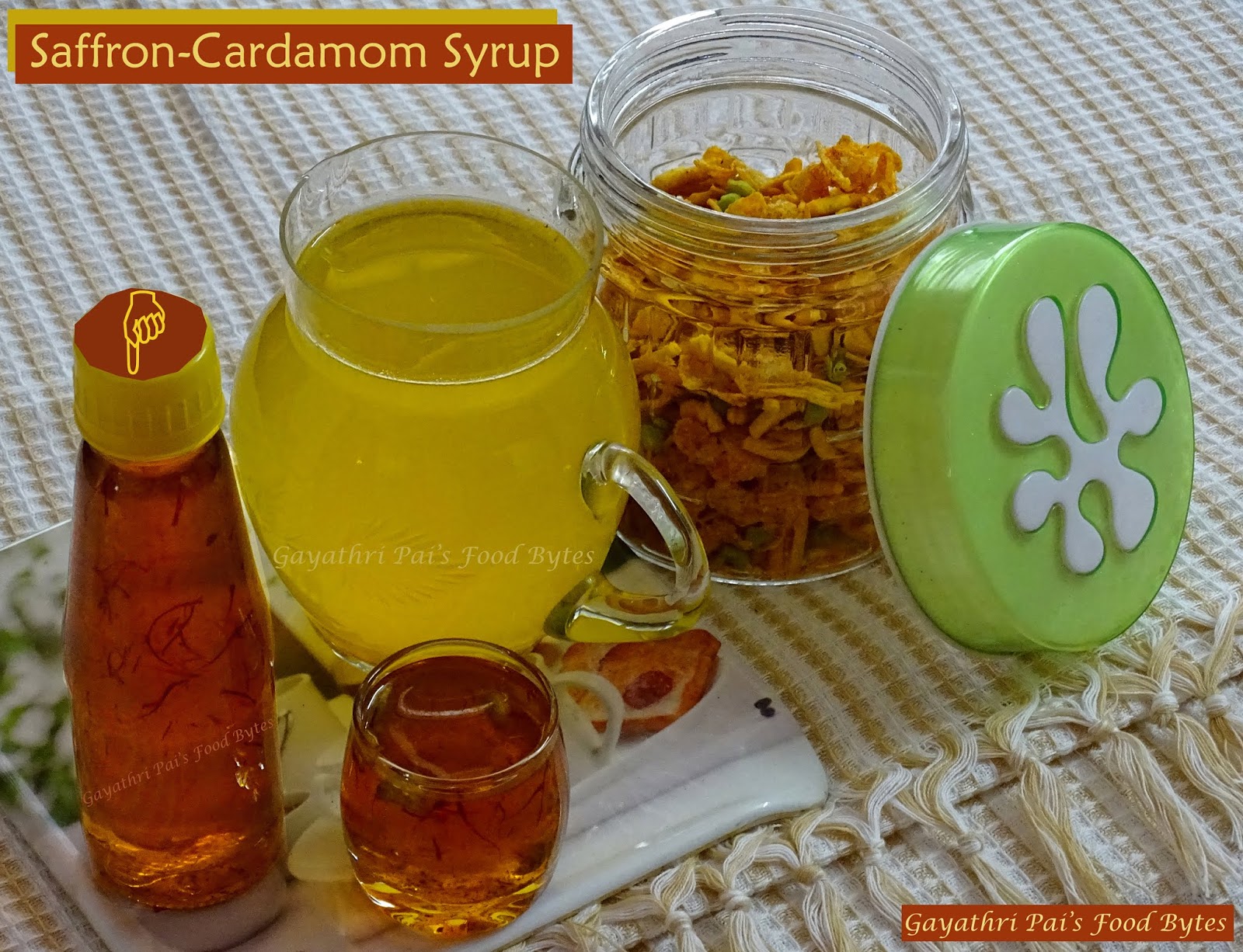 Gayathri Pai's Food Bytes: Saffron (Kesar) Cardamom (Ellaichi) Syrup.