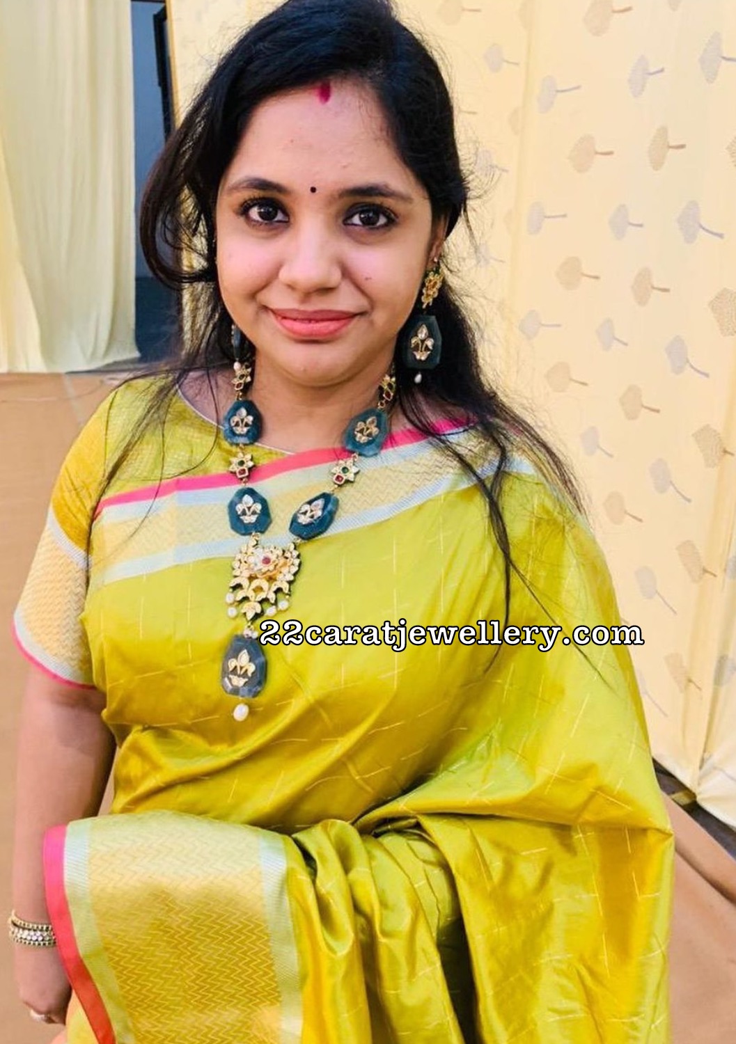 Saindhavi Green Beads Haram - Jewellery Designs