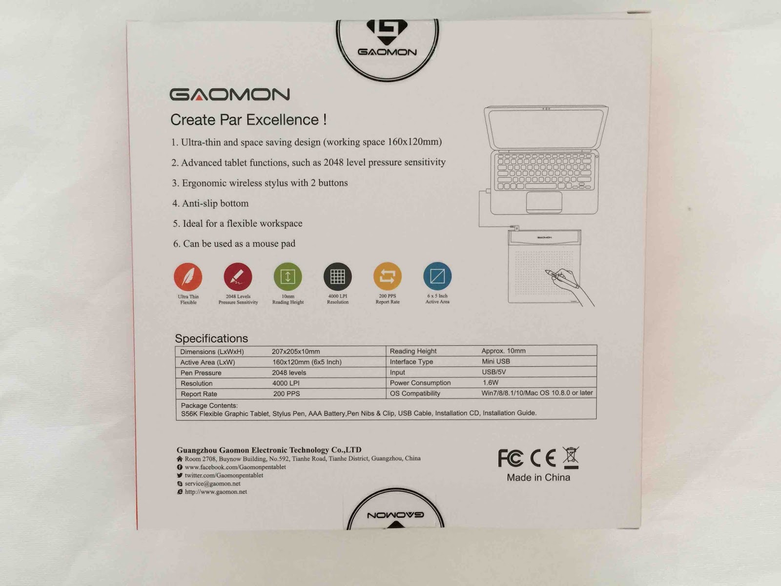 GAOMON 6 x 5インチソフトグラフィックスぺんタブレットサインボードOSU―S56K