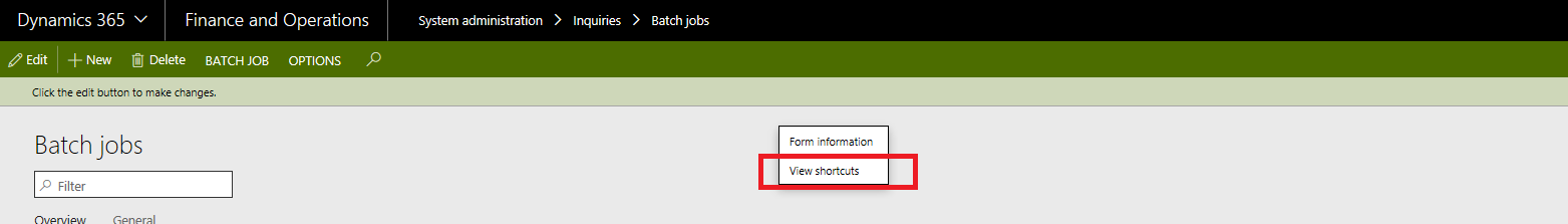 AX/D365 Technical Blog: "View shortcuts" in Dynamics 365 F&O 8.0 and ...