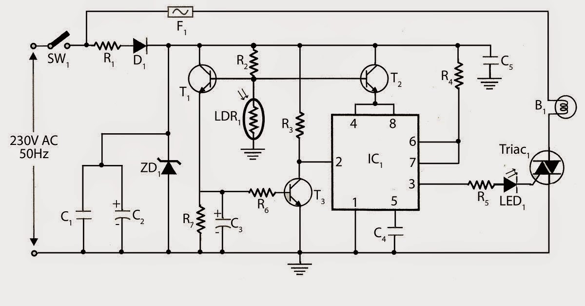 Automatic street light switch using 555 ic | Schematics World