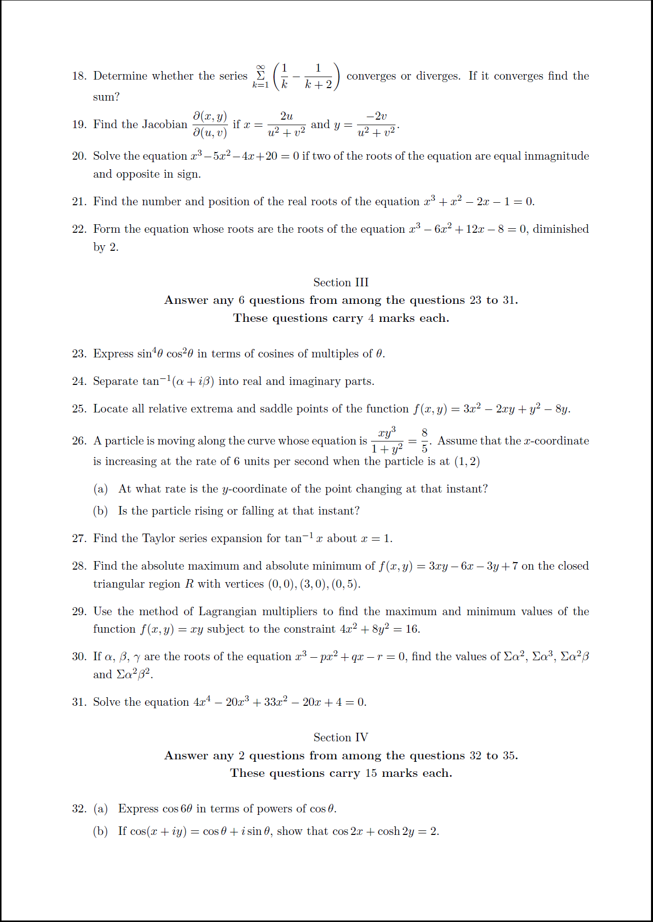 Kerala University Physics CA Complementary Course in Mathematics ...