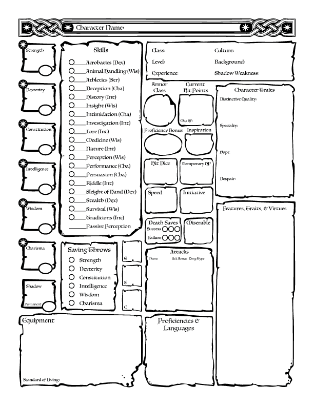 Adventures In Middle Earth Form Fillable Sheet - Printable Forms Free ...